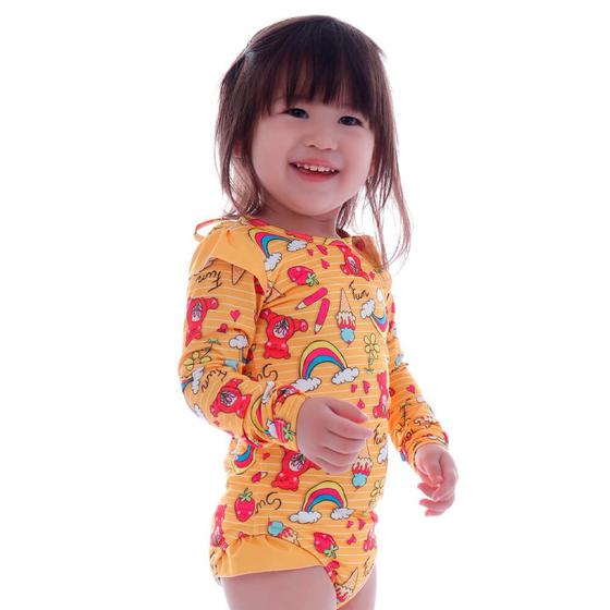 Maiô Infantil Manga Longa Brincando de Colorir - Cecí - Cecí Moda Praia ...