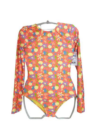 Maiô Roupa De Banho Moda Praia Lemon Flower Manga Longa Proteção Solar ...