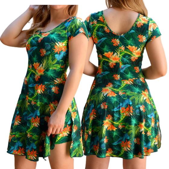 Maiô/vestido Estampado Saia Embutida Moda Praia Evangélica UV50 ...