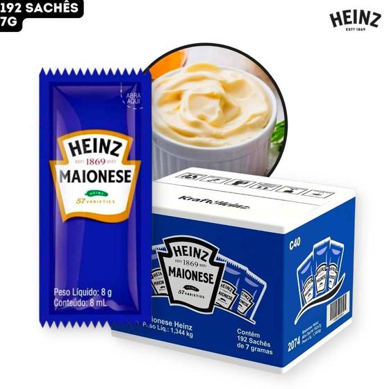 Maionese Tradicional em Sachê Heinz - 7g - CX 192 Sachês - Maionese ...