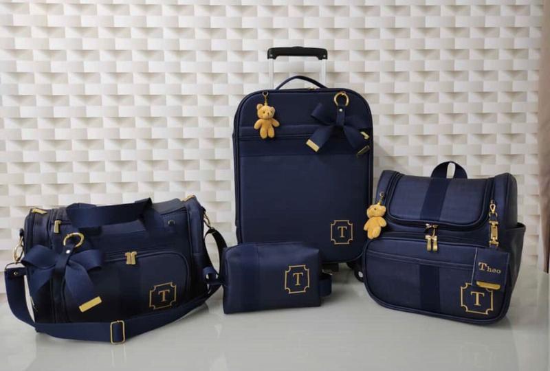 mala de rodinha + mochila 2em1 + bolsa bag +1 necesserie m +1 chav c ...