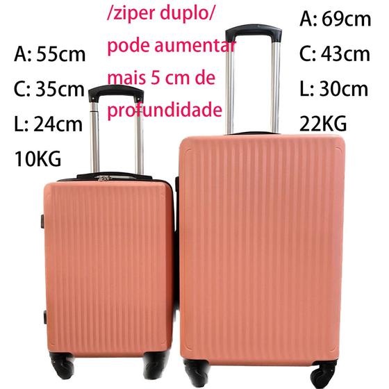 Mala de viagem kit 23kg ziper duplo ABS mala viagem 23kilos expansivel ...