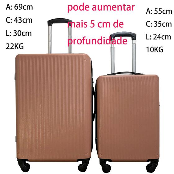 Mala de viagem kit 23kg ziper duplo ABS mala viagem 23kilos expansivel ...