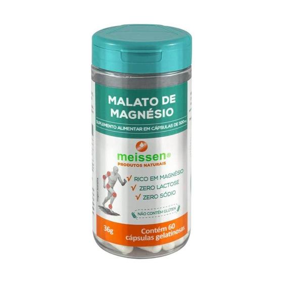 Malato De Magnesio 500mg 60 Cápsulas Meissen - Cloreto de Magnésio ...