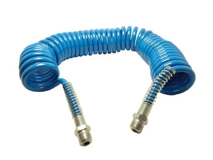 mangueira azul espiral pu para ar comprimido c/ 2 terminais macho 1/4 ...