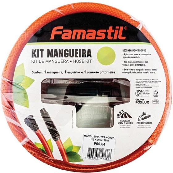 Mangueira de Jardim Famastil Trançada Com Kit 1/2X2mm Laranja 10m ...