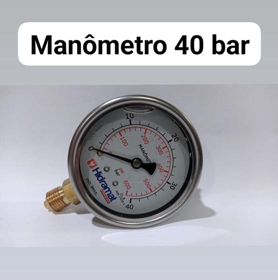 Manômetro 40 bar Glicerina rosca 1/4 - Hidramat - Manômetro - Magazine Luiza