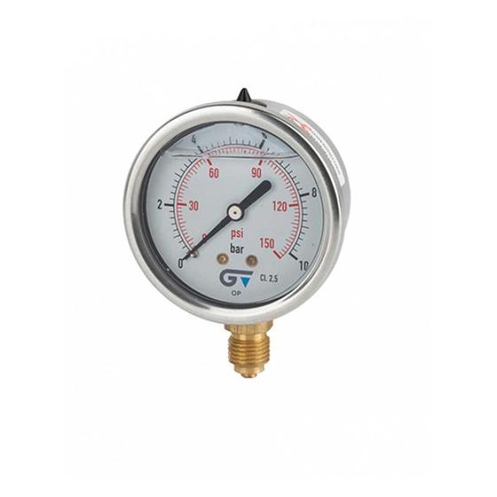 Manômetro DN100 Inox com Glicerina Saída Vertical 0/60 Bar 900 Psi Genebre 3824 060 - Manômetro ...