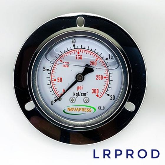 Manômetro horizontal -diam.63mm (2. 1/2” ) com escala de 0-20 KGF/CM2 x 300 PSI - Com Flange ...