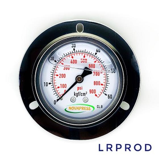 Manômetro horizontal -diam.63mm (2. 1/2” ) com escala de 0-60 KGF/CM2 x 900 PSI - Com Flange ...