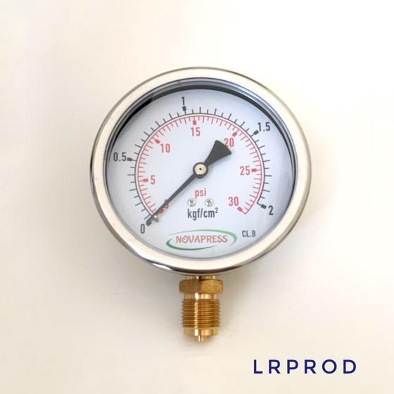 Manômetro vertical - diam.100mm (4") com escala de 0-2 KGF/CM2 x 30 PSI ...