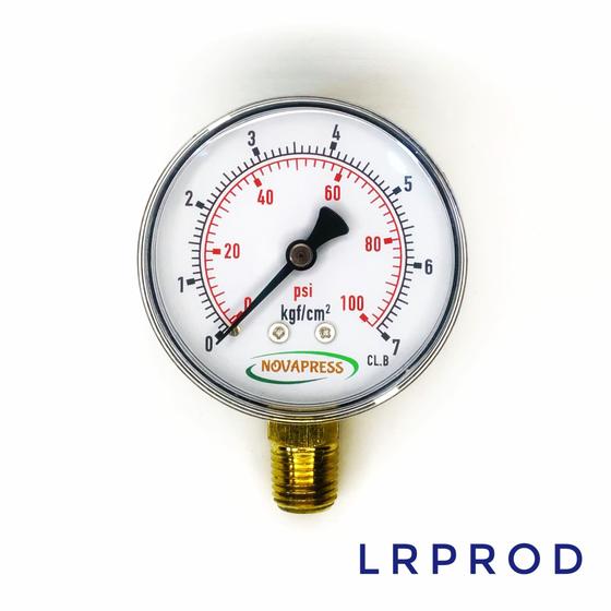 Manômetro vertical - Diam.63mm (2.1/2” ) com escala de 0-7 KGF/CM2 x ...