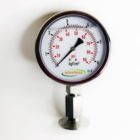 Manômetro vertical - Total Inox Diam.100mm (4”) Escala 0-6 KGF/CM2 X 90 ...