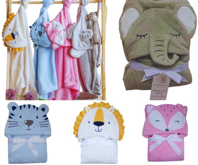 Manta Cobertor Microfibra Com Capuz Macio Bichinhos Bebe Infantil ...
