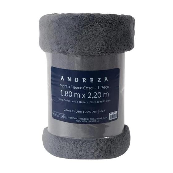 Manta De Microfibra Casal Andreza Cinza 1,80m X 2,20m - Andreza ...