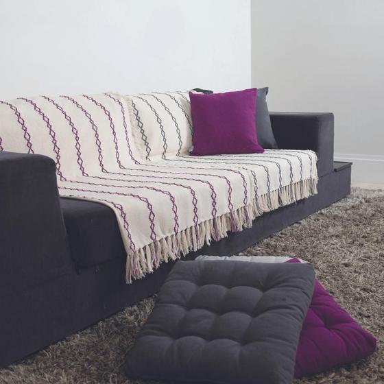 Manta Urban Romana 1,50m x 1,40m Algodão para Sofá - Artesanal Teares ...