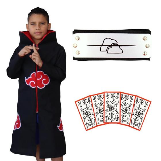 Manto Akatsuki Infantil Geek + Bandana Deidara Anime Naruto - Colar ...