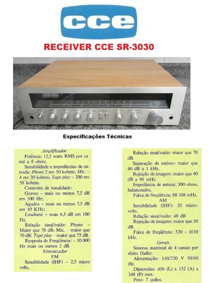 MANUAL , CATÁLOGO : RECEIVER CCE SR-3030 NOVO OKm P/ COLECIONADORES ...
