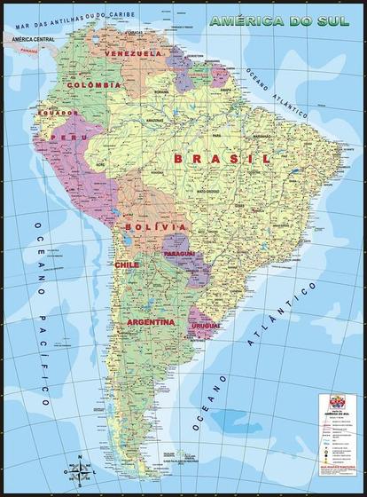 Mapa Continental Político America do Sul - Mega mapas - Mapas ...