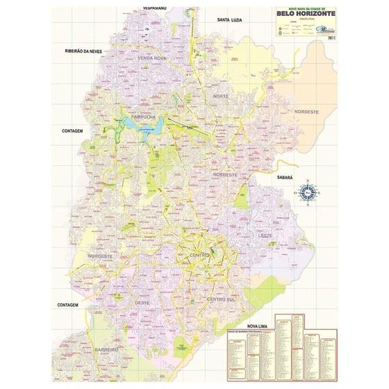 Mapa da Cidade de Belo Horizonte Edição Atual 120x90 - Multimapas ...