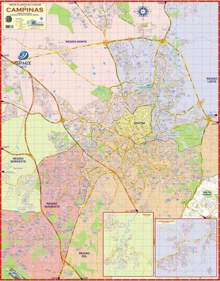 Mapa Da Cidade De Campinas Atualizado Gigante 120 X 90 Cm - SPMIX ...
