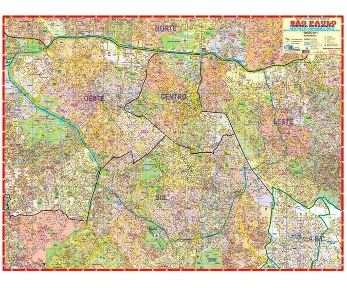 Mapa Da Cidade De São Paulo Centro Expandido 120 X 90 Cm - Pontos ...