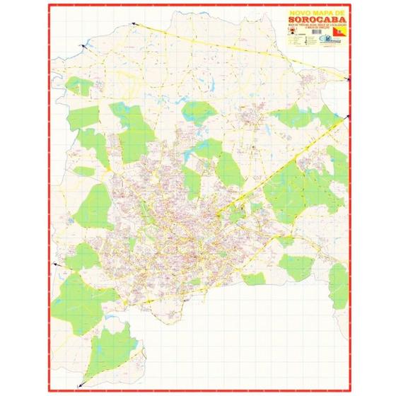 Mapa da Cidade de Sorocaba 120 x 90 cm Dobrado - Multimapas - Bandeira ...