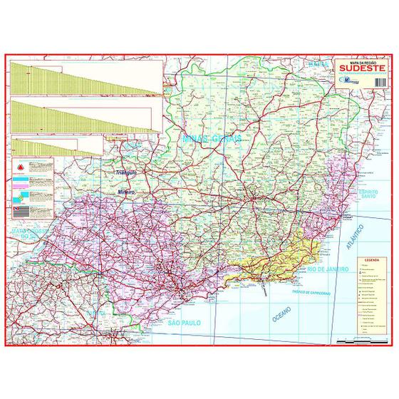 Mapa da Região Sudeste Político Rodoviário Atualizado 120X90 ...