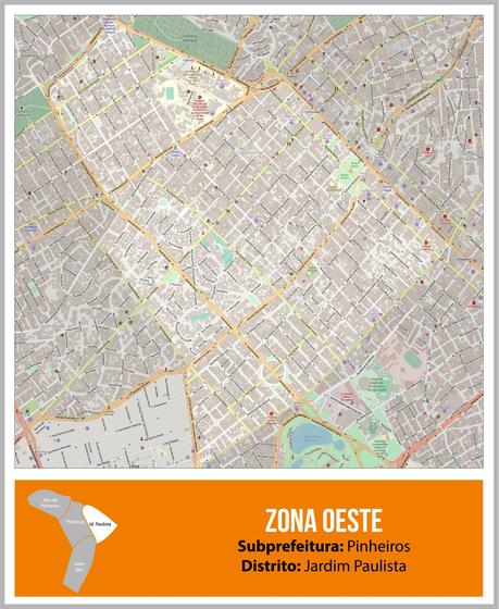 Mapa De Bairro Jardim Paulista - Município De São Paulo-Sp-Poster ...