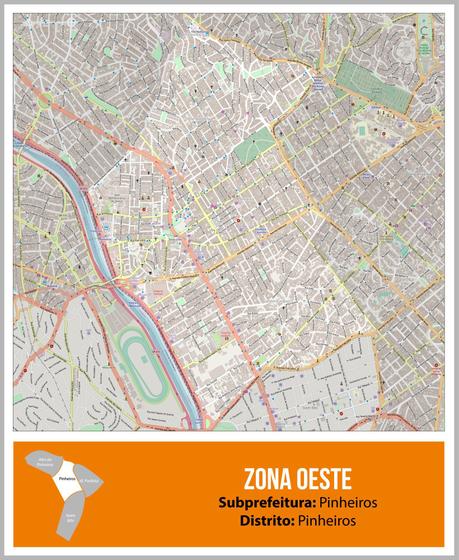 Mapa De Bairro Pinheiros-Município De São Paulo-Sp - Adesivo - Citimaps ...