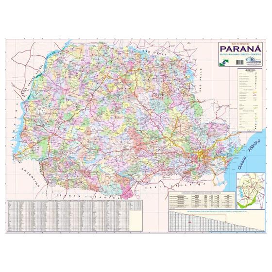 Mapa Do Estado Do Paraná Rodoviário Turístico Político Atual