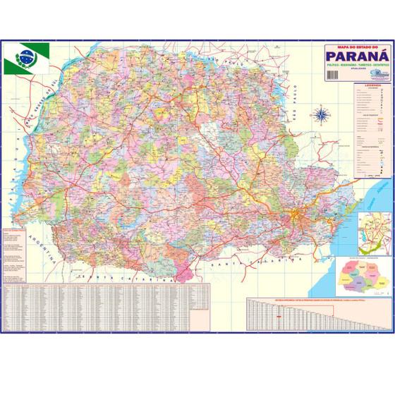 Mapa Estado Do Paraná Politico Gigante Geografico Geografia Poster ...