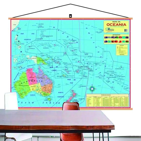 Mapa Geo Político Do Continente Oceania Banner Laminado - SPM - Mapas ...