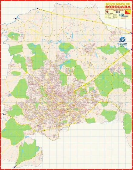 Mapa Gigante Município Cidade De Sorocaba 120 x 90 cm Atualizado ...