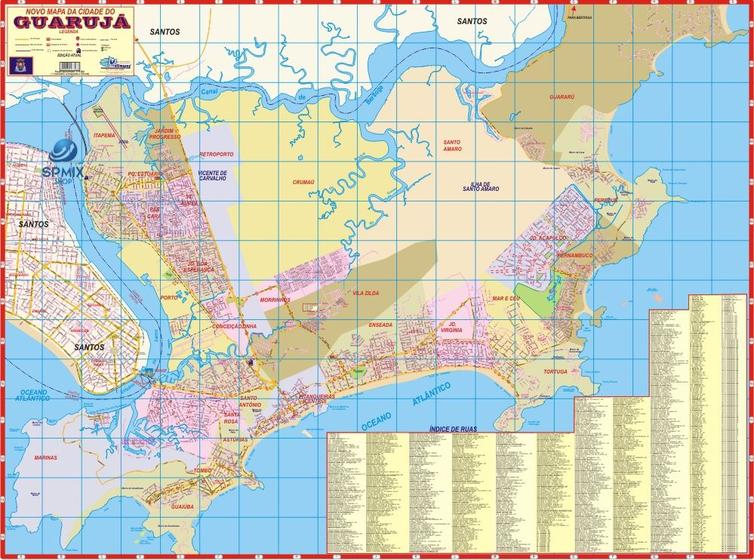 Mapa Gigante Município Cidade Do Guarujá Atualizado 120 x 90 cm - SPMIX ...