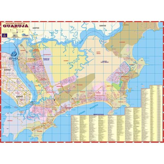 Mapa Gigante Município Cidade Do Guarujá Atualizado 120 x 90 cm - SPMIX - Mapas - Magazine Luiza