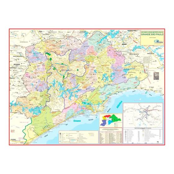 Mapa Grande São Paulo E Baixada Santista Político, Rodoviário e ...