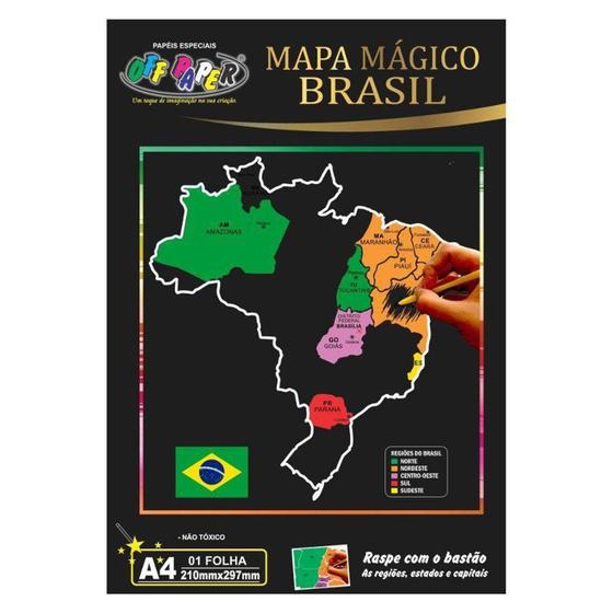 Mapa Mágico Brasil A4 Off Paper - Mapas e Atlas - Magazine Luiza