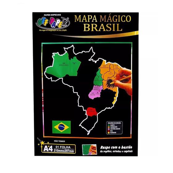 Mapa mágico brasil raspadinha a4 c/bastão - OffPaper - Mapas e Atlas ...