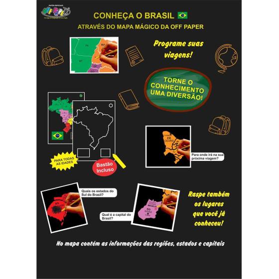 Mapa Mapa do Brasil A4 C/BASTAO - OFF Paper - Mapas - Magazine Luiza