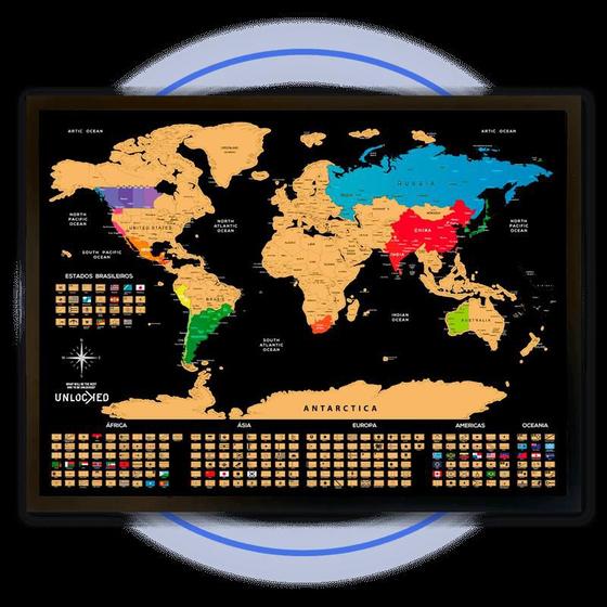 Mapa Mundi de raspar Unlocked Sem Moldura 82x60cm - Mapas - Magazine Luiza