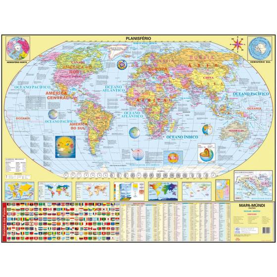 Mapa Mundi Politico Encarte 87x114c Dcl Unidade - Mapas - Magazine Luiza