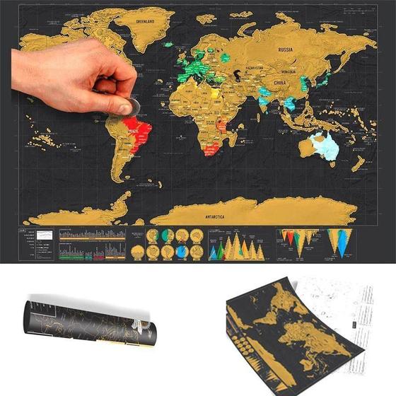 Mapa Mundi Raspadinha Versão Black Deluxe Presente criativo - Mapas ...