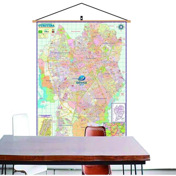 Mapa Político Da Cidade De Curitiba Banner Laminado Com Cordinha para ...