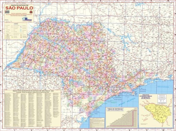 Mapa Político E Rodoviário Gigante Do Estado De São Paulo 120x90 Cm