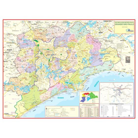 Mapa Região Metropolitana Grande São Paulo Baixada Santista ...