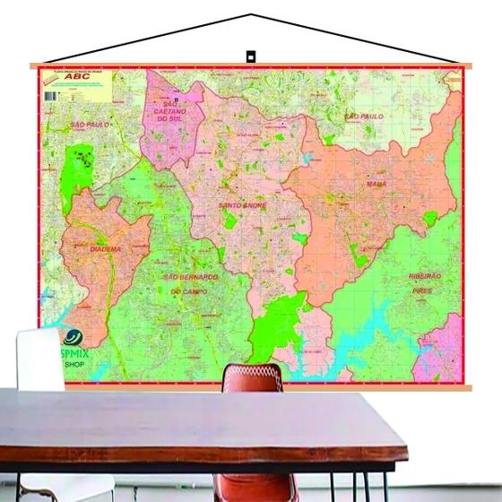Mapa São Paulo Região Abc - Banner Moldura Laminado 120x90cm - SPM ...