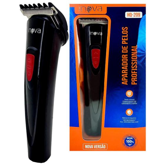 Maquina Barbeador Aparador Cortador de Cabelo Barba Profissional Recarregável Original Inova ...