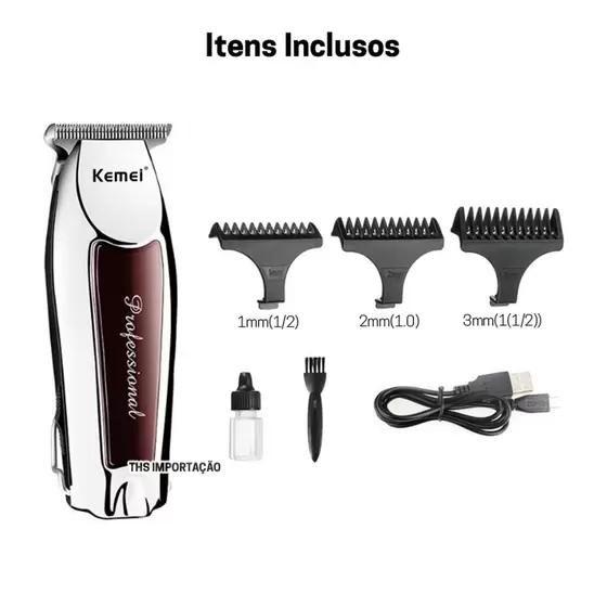 Máquina de Acabamento Profissional sem fio Kemei KM-9163 - Aparador de Pelos, Barba e Cabelo ...