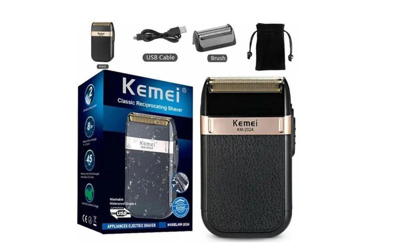 Maquina de Barbear e Acabamento Shaver Profissional Sem Fio Kemei KM-2024 - Barbeador Elétrico ...